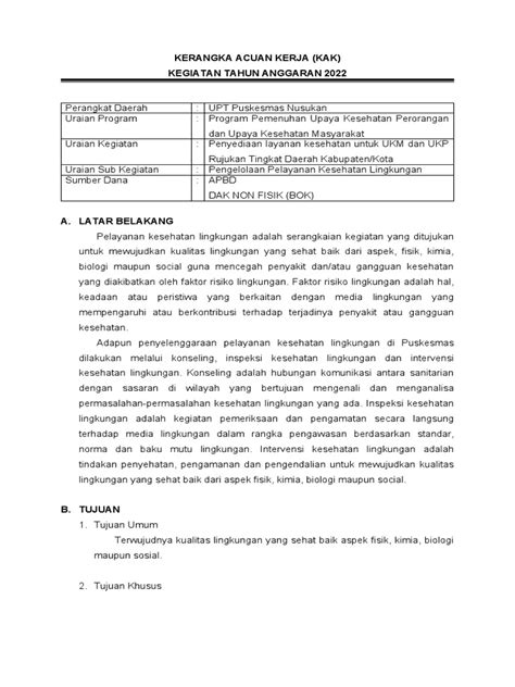 Kak Pelayanan Kesling Pdf