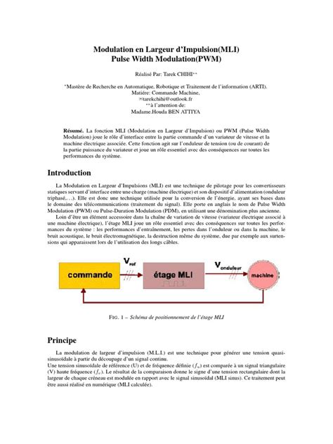 Modulation En Largeur Dimpulsion Pdf