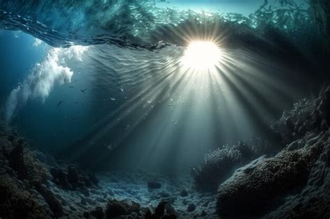 Rayos De Luz En El Océano Ia Generativa Foto Premium