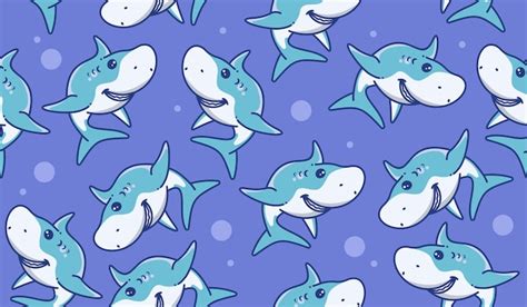 Premium Vector Cute Shark Pattern Background Vector Design