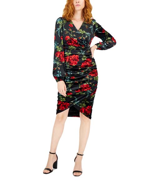 Inc International Concepts Womens Ruched Blouson Sleeve Dress Moody