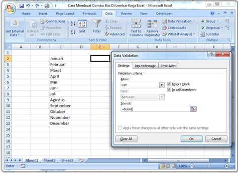 Cara Membuat Combo Box Di Lembar Kerja Excel Iyanzone