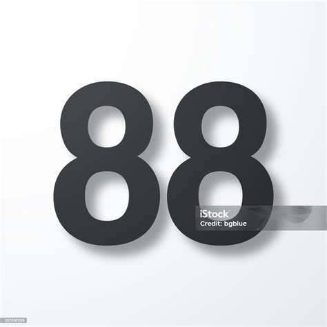 88 Number Eightyeight Icon With Shadow On White Background Stock Illustration Download Image