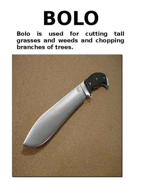 Bolo Is Used For Cutting Tall Grasses And Weeds And Chopping Branches Of Trees Pdf