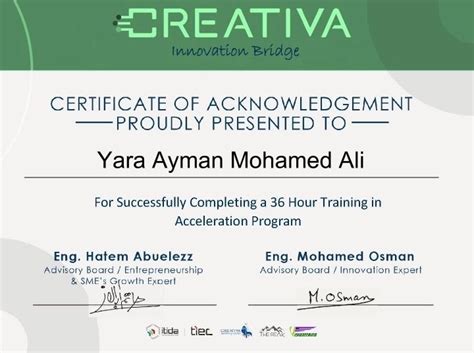yara ayman on linkedin creativahubmansoura accelerationcamp