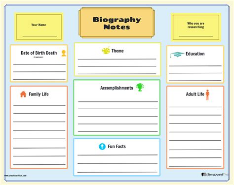 Printable Biography Worksheet Template