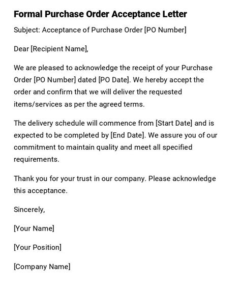 Order Acceptance Letter Format