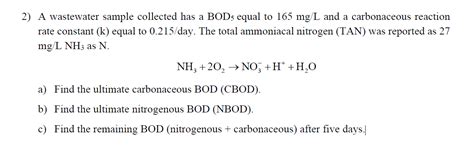 Solved A Find The Ultimate Carbonaceous BOD CBOD B Find Chegg Com