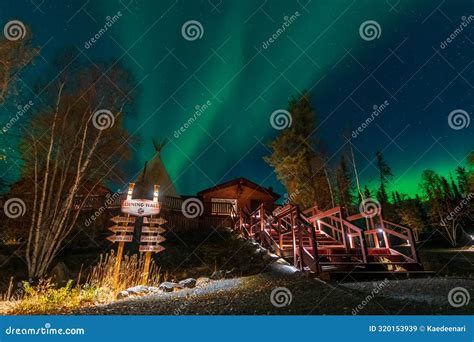 Northern Lights At Aurora Village In Yellowknife Northwest Territories