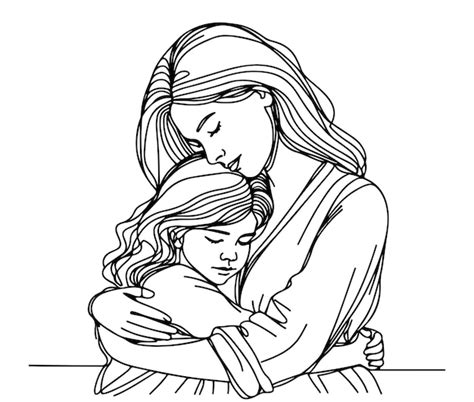 Mother Daughter Line Drawing