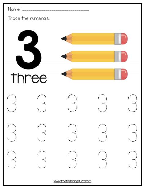 Number Tracing Worksheets For Preschoolers The Teaching Aunt