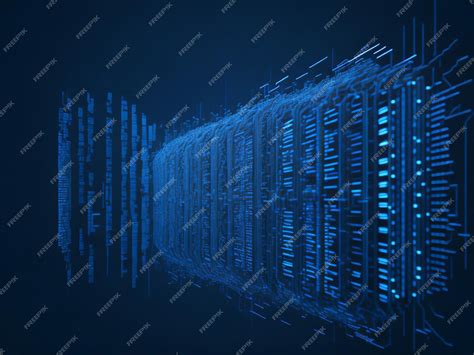 Blue Digital Binary Data On Computer Screen Background Premium Ai Generated Image