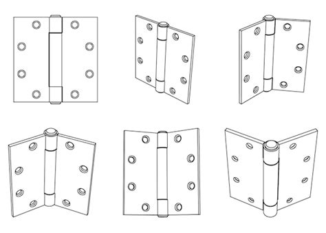 Premium Vector Vector Steel Butt Door Hinge Outline Illustration