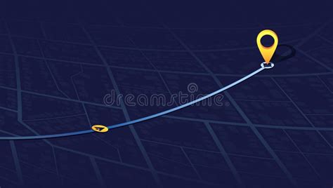 Isometric Gps Navigation Map With Location Pin For Tracking Abstract