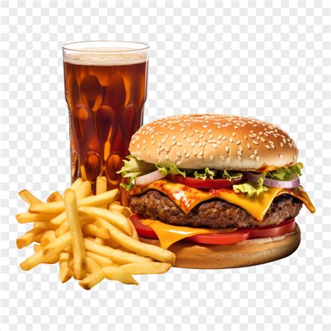 Hd Png Grilled Beef Burger With French Fries And Coke Citypng