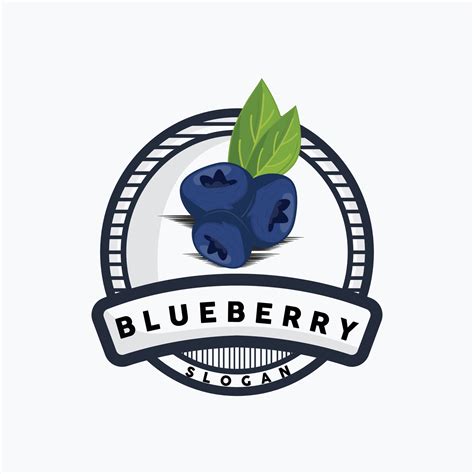 Blueberry Logo Garden Farm Fresh Fruit Vector Elegant Simple Design