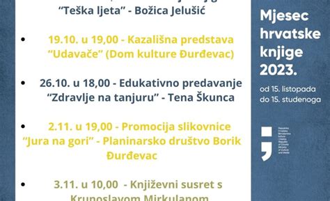 Mjesec Hrvatske Knjige Gradska Knjižnica Đurđevac