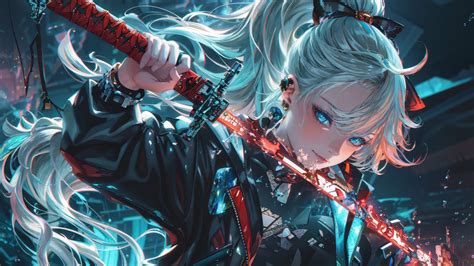 Anime Girl Katana Sci Fi 4k 7293a Wallpaper 4k Hd