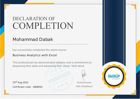 Mohammad Dabak On Linkedin Businessanalytics Excelcertificate