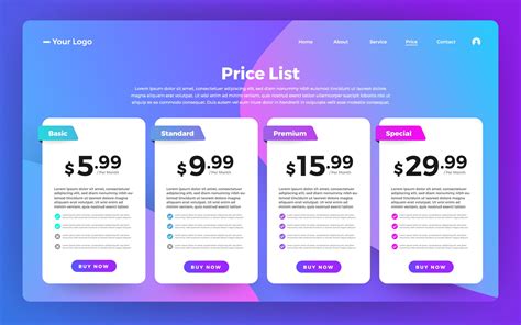 Ui User Interface Price List 2161687 Vector Art At Vecteezy