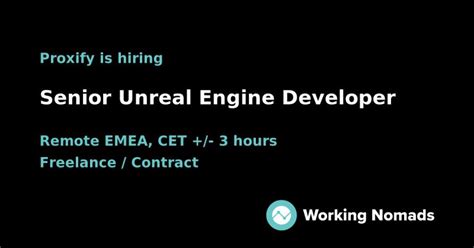 Working Nomads On Linkedin Remote Job Senior Unreal Engine Developer