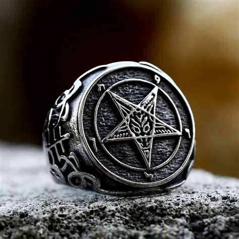 Sigil Of Baphomet Stainless Steel Satan Ring Vrafi Jewelry