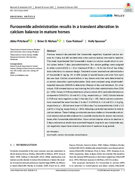 Pdf Furosemide Administration Results In A Transient Alteration In