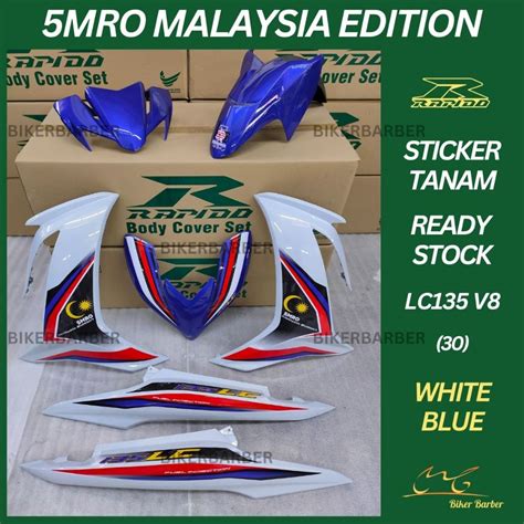 Rapido Cover Set Yamaha Lc135 V8 5mro Malaysia Edition 184 White Blue