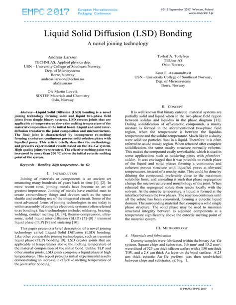 Liquid Solid Diffusion Bonding A Novel Joining Tech