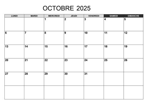 Calendrier Octobre 2025 Calendriersu