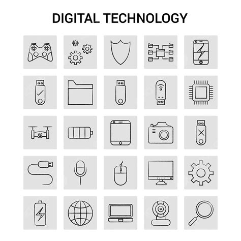Hand Drawn Technology Vector Design Images 25 Hand Drawn Digital Technology Icon Set Icon