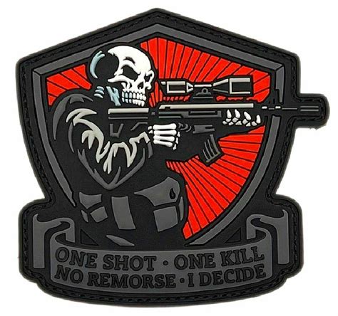One Shot One Kill Sniper Send It Patch Pvc Rubber Hook Fastener Back