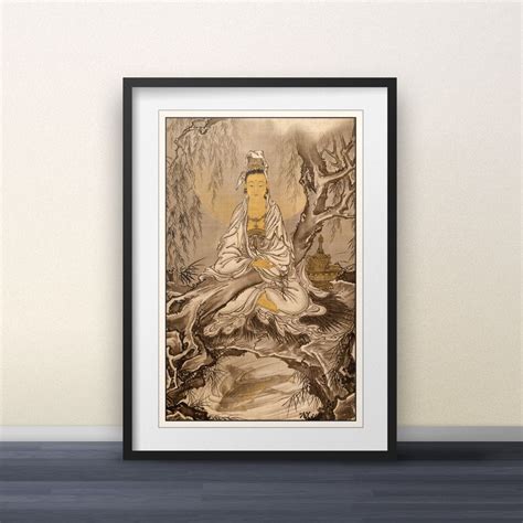 White Robed Kannon By Kawanabe Kyōsai Japanese Print Japanese Art
