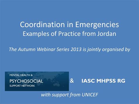 Ppt Coordination In Emergencies Examples Of Practice From Jordan