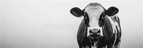 Black And White Spotted Cow Stands Front Facing Against A Clean