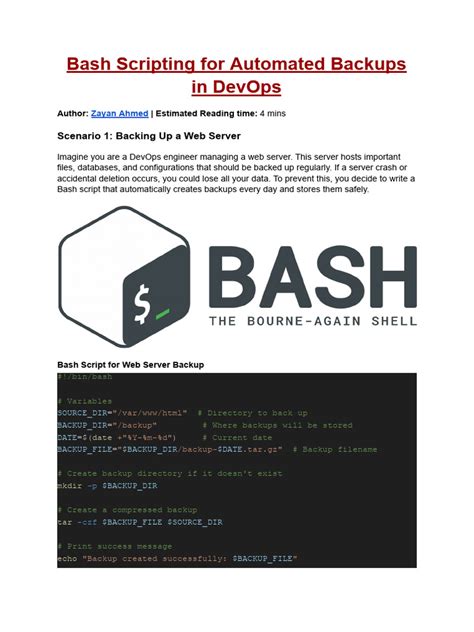 Bash Scripting For Automated Backups In Devops Pdf Backup Computer File