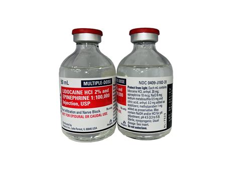 Lidocaine Hcl Epinephrine 1 1100000 Injection Mdv 50 Ml 25bx
