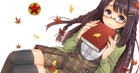 Anime Nerd Girl Reading