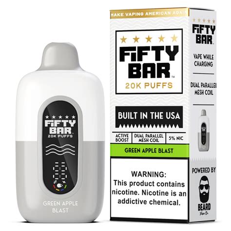 Fifty Bar Green Apple Blast White Series 20k Puffs