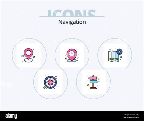 Navigation Line Filled Icon Pack 5 Icon Design Navigation Compass