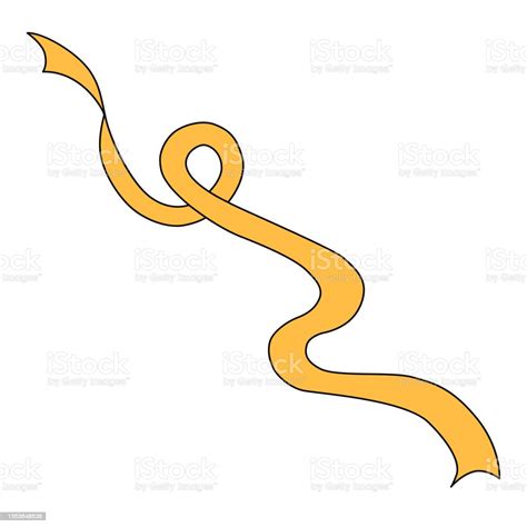 Yellow Ribbon In Cartoon Style Vector Illustration Stock Illustration