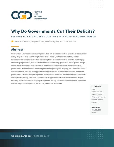 Pdf Why Do Governments Cut Their Deficits Lessons For High Debt