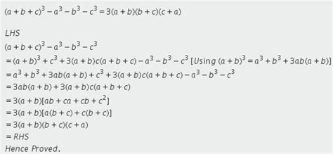 Prove that (a+b+c)3-a3-b3-c3 = 3(a+b)(b+c)(c+a) - Brainly.in