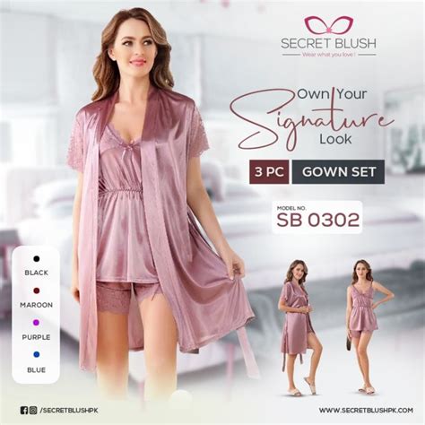 Nighty For Women New Silk Style Night Suit 3 Piece Nighty Night