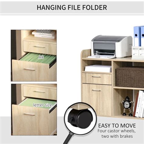 Vinsetto Printer Stand With Open Storage Shelves Oak