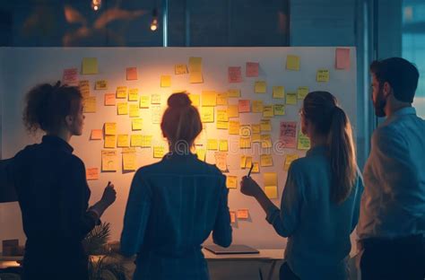 Teamwork And Collaboration Brainstorming Session With Sticky Notes Stock Illustration