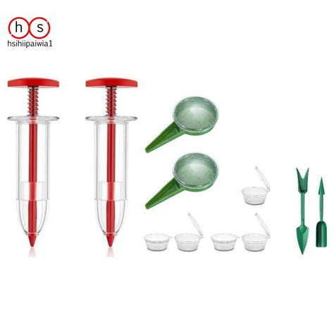 Mini Seed Spreader Manual Seedlings Dibber And Widger Set Handheld Garden Seed Sower Planter
