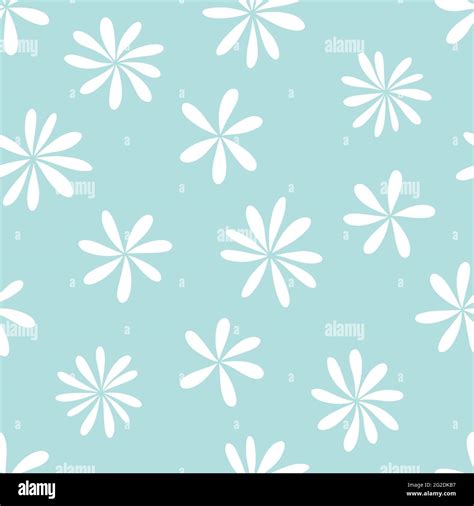 Mint Doodle Flowers Seamless Pattern Background Repeating Vector Hand