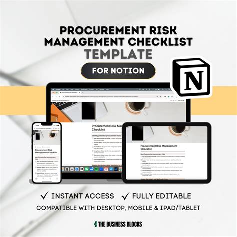 Notion Procurement Risk Management Checklist Template Etsy Uk
