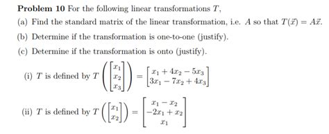solved problem 10 for the following linear transformations